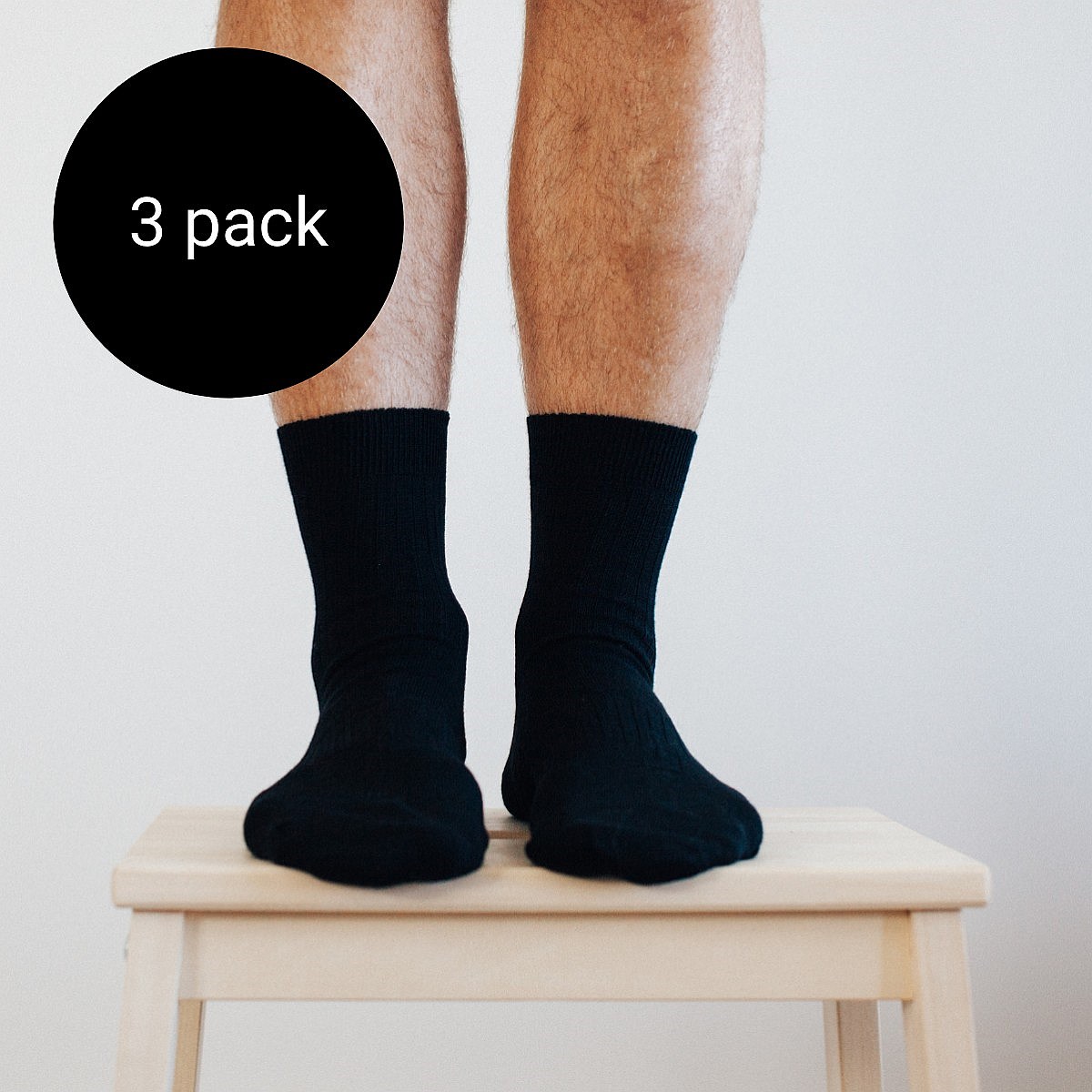 Buy Man Merino Wool Plain Crew Socks - Pack of 3 | Shop at the ...