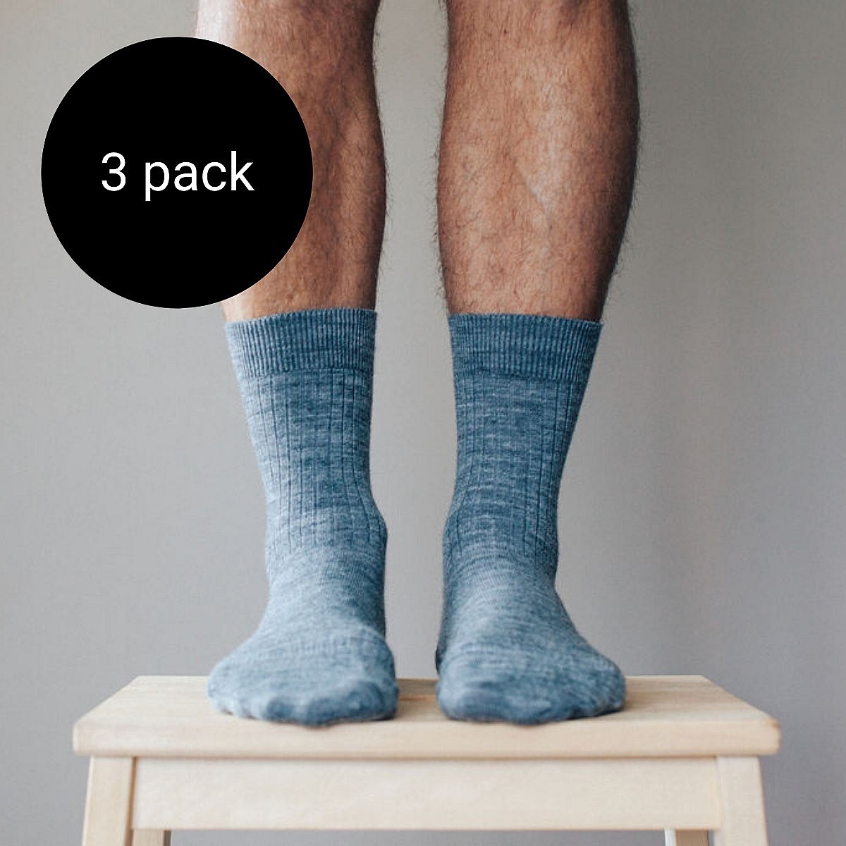 Buy Man Merino Wool Plain Crew Socks - Pack of 3 | Shop at the ...